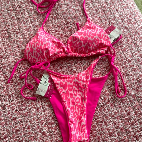 Tyche | Swim | Nwt Pink Leopard String Bikini 6 | Poshmark